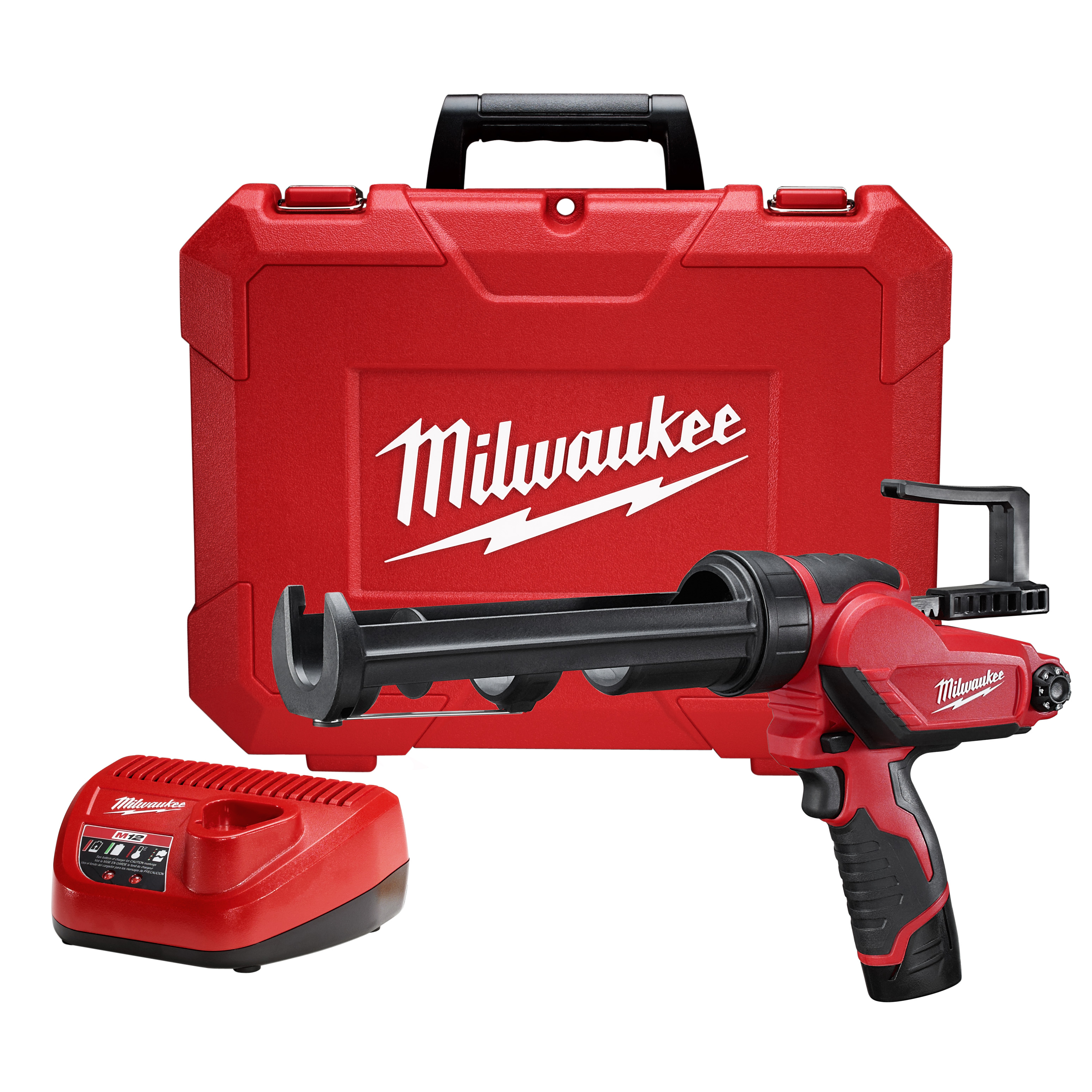 MILW 2441 21 Milwaukee M12 2441 21 Compact Cordless Caulk Gun Kit 10 oz Capacity 400 lb 12 VDC M12 REDLITHIUM Lithium Ion Battery Metal Housing Directools